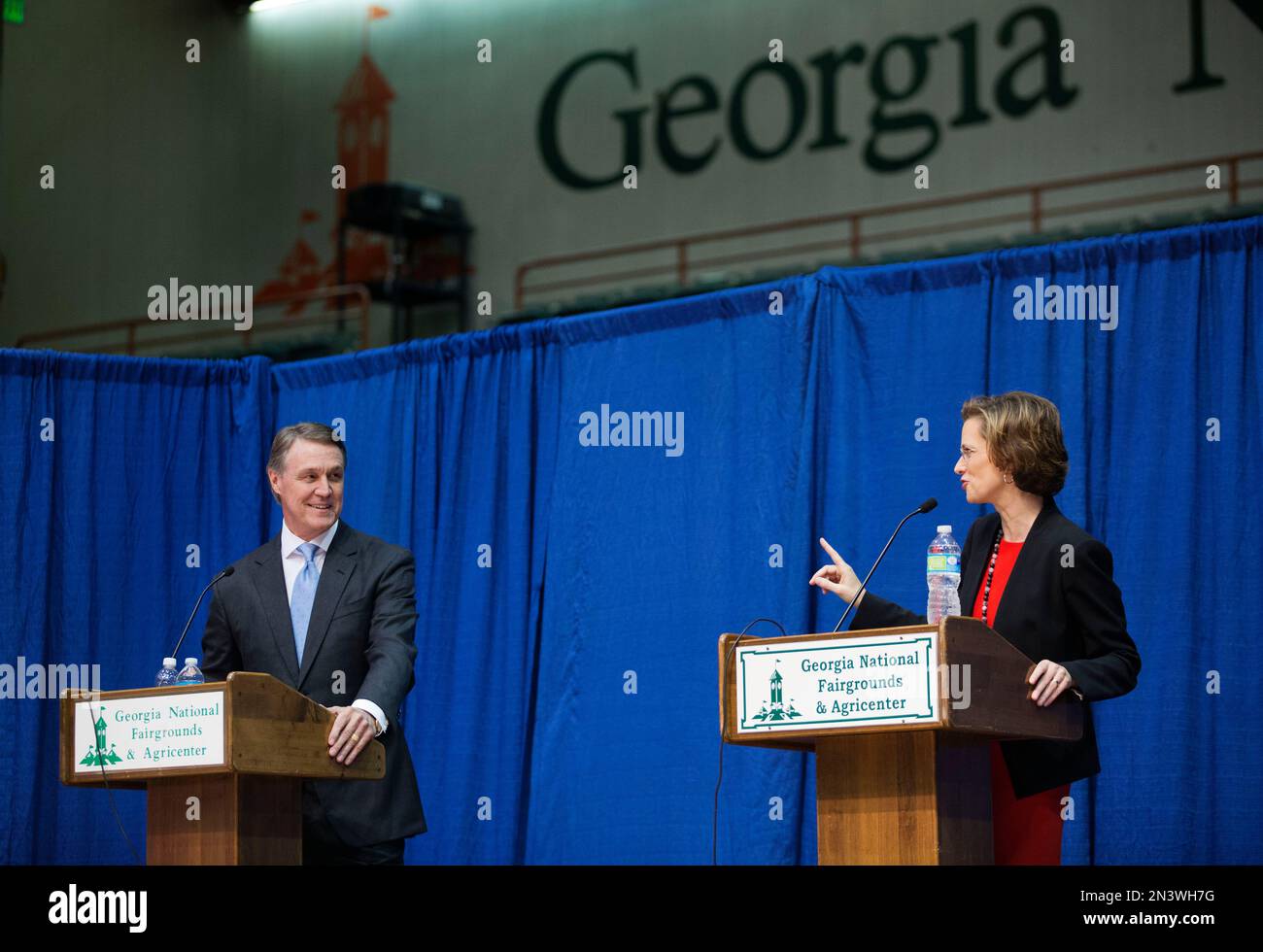 Georgia Democratic candidate for U.S. Senate Michelle Nunn, right ...