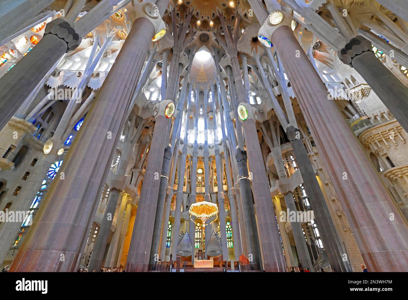 Altar area, interior of the Sagrada Familia or Basilica i Temple ...