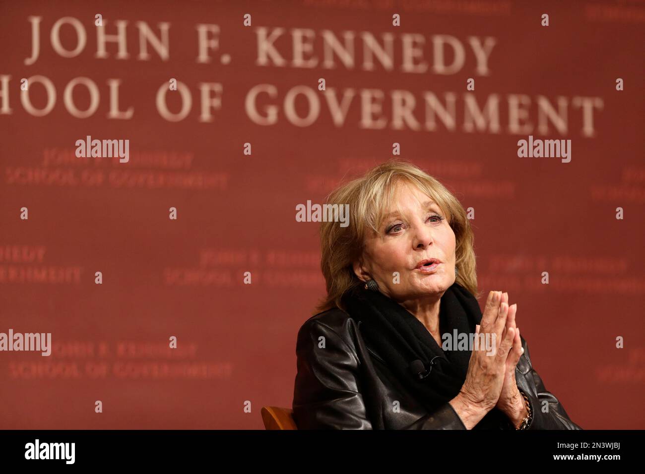 Broadcast journalist Barbara Walters addresses an audience at the John ...
