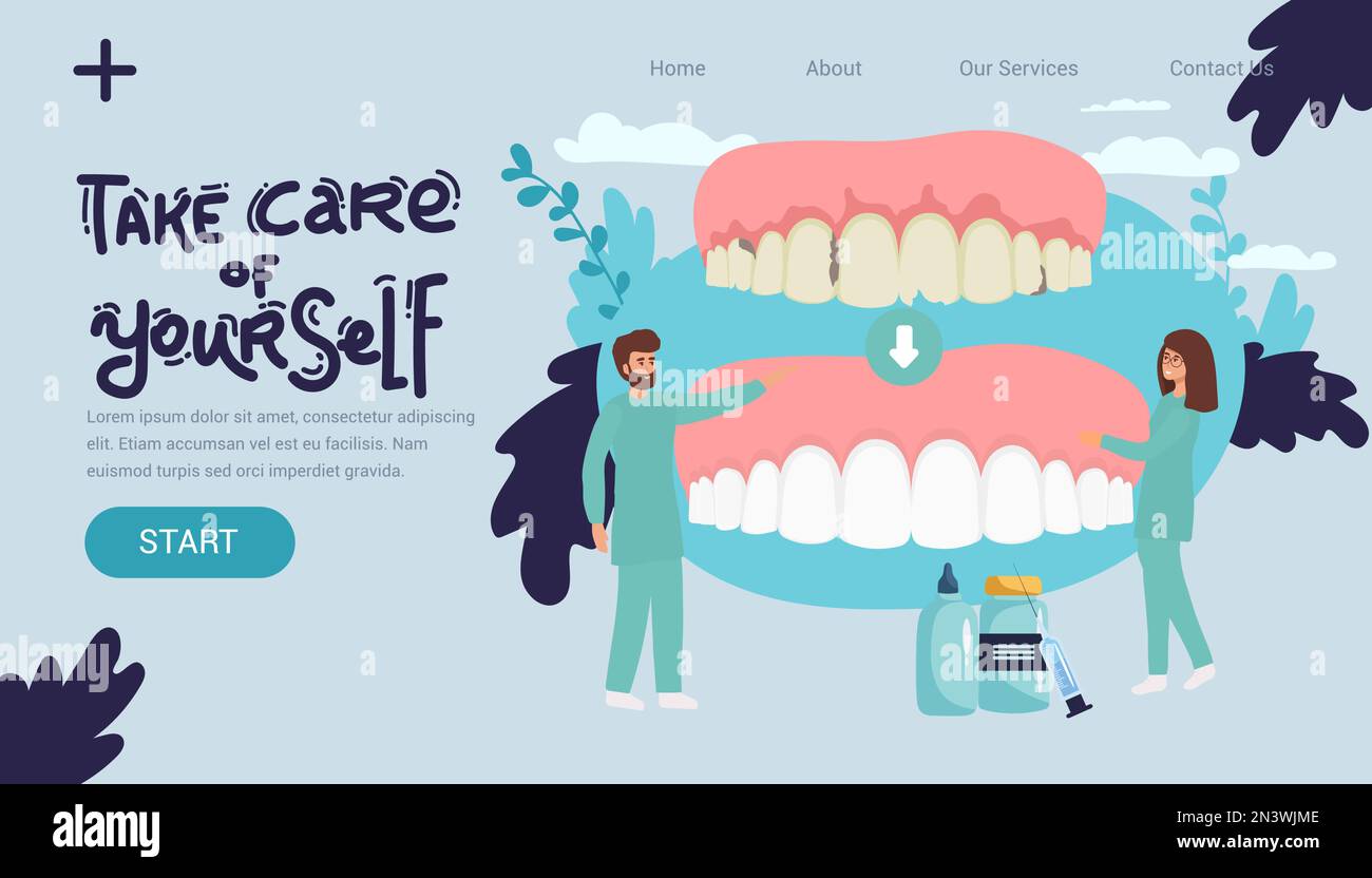 Dental clinic and healthcare concept. Woman and man dentists cartoon ...