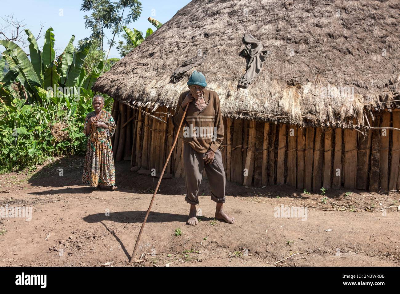 Old couple, hut, Kaffa, Ethiopia Stock Photo - Alamy