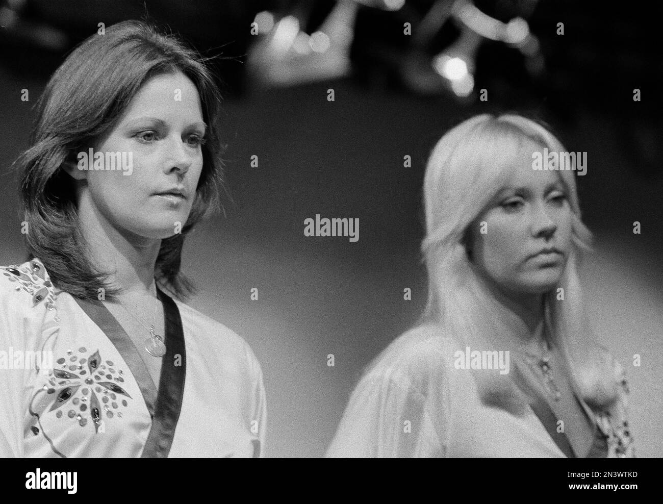 Two members of the Swedish pop group ABBA are pictured at New York's ...