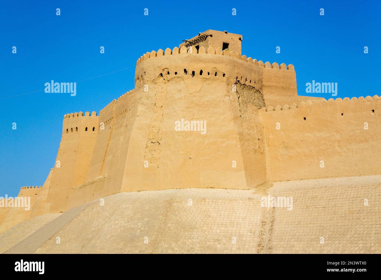 Mud city wall at Ko'xna Ark citadel, Khiva, Uzbekistan, Khiva ...