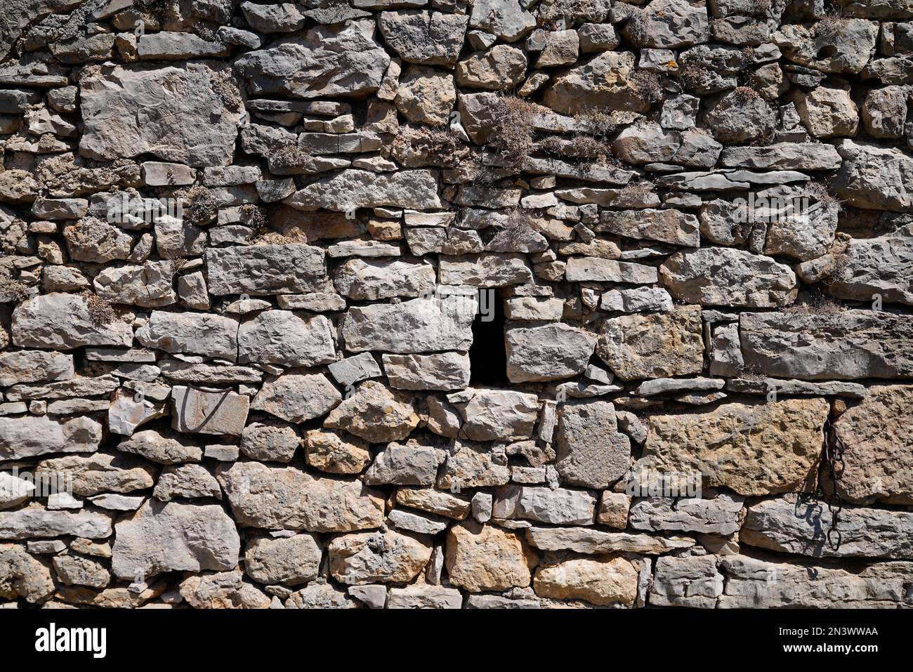 Old ancient stone facade wall of medieval brick horizontal stones ...