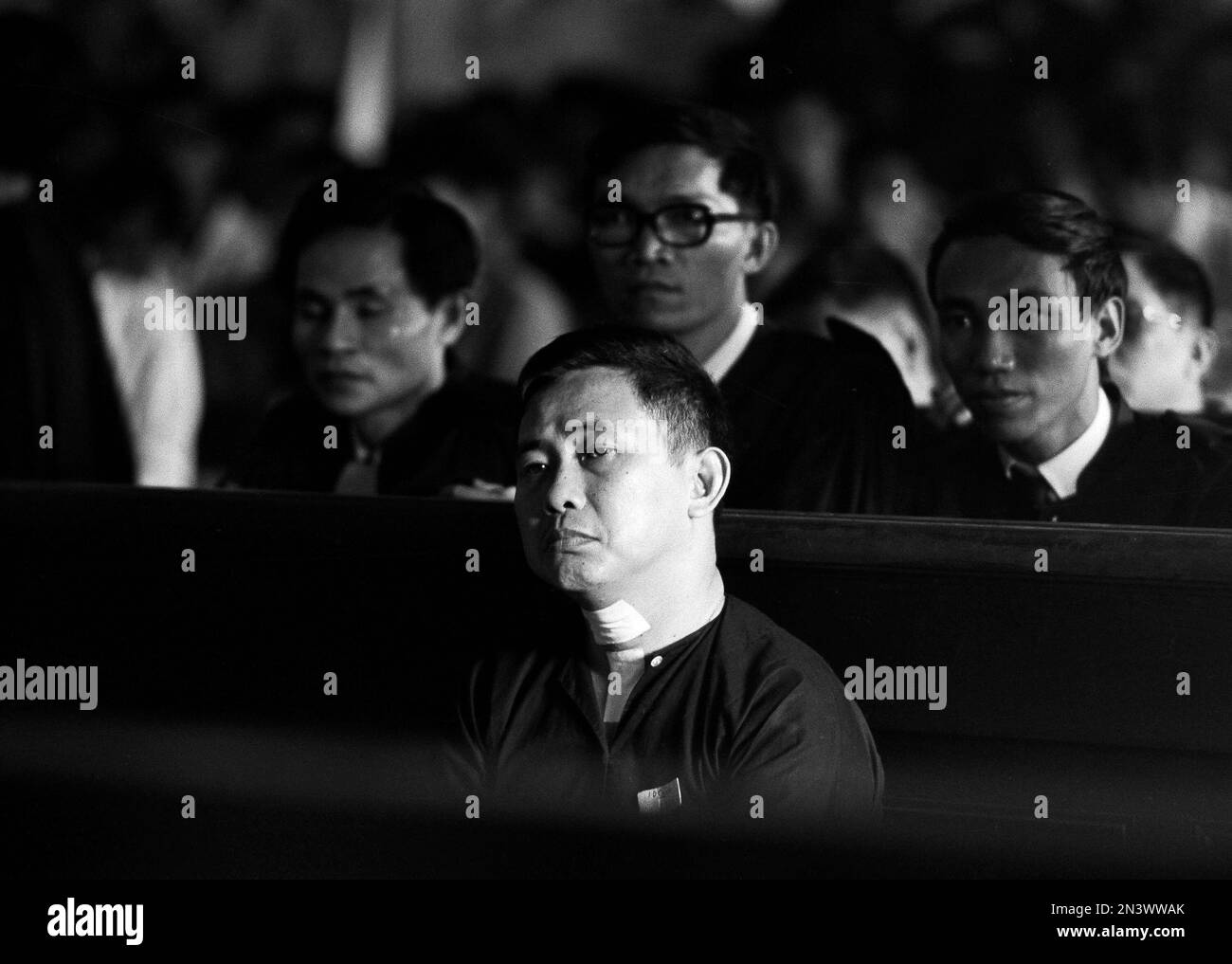 South Vietnamese legislator Tran Ngoc Chau is photographed in the dock during his second trial ...