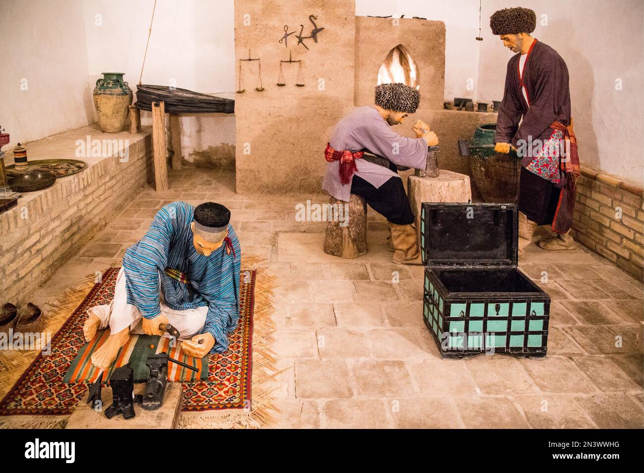 Mint yard with scenes of coin making, Ko'xna Ark citadel, Khiva ...