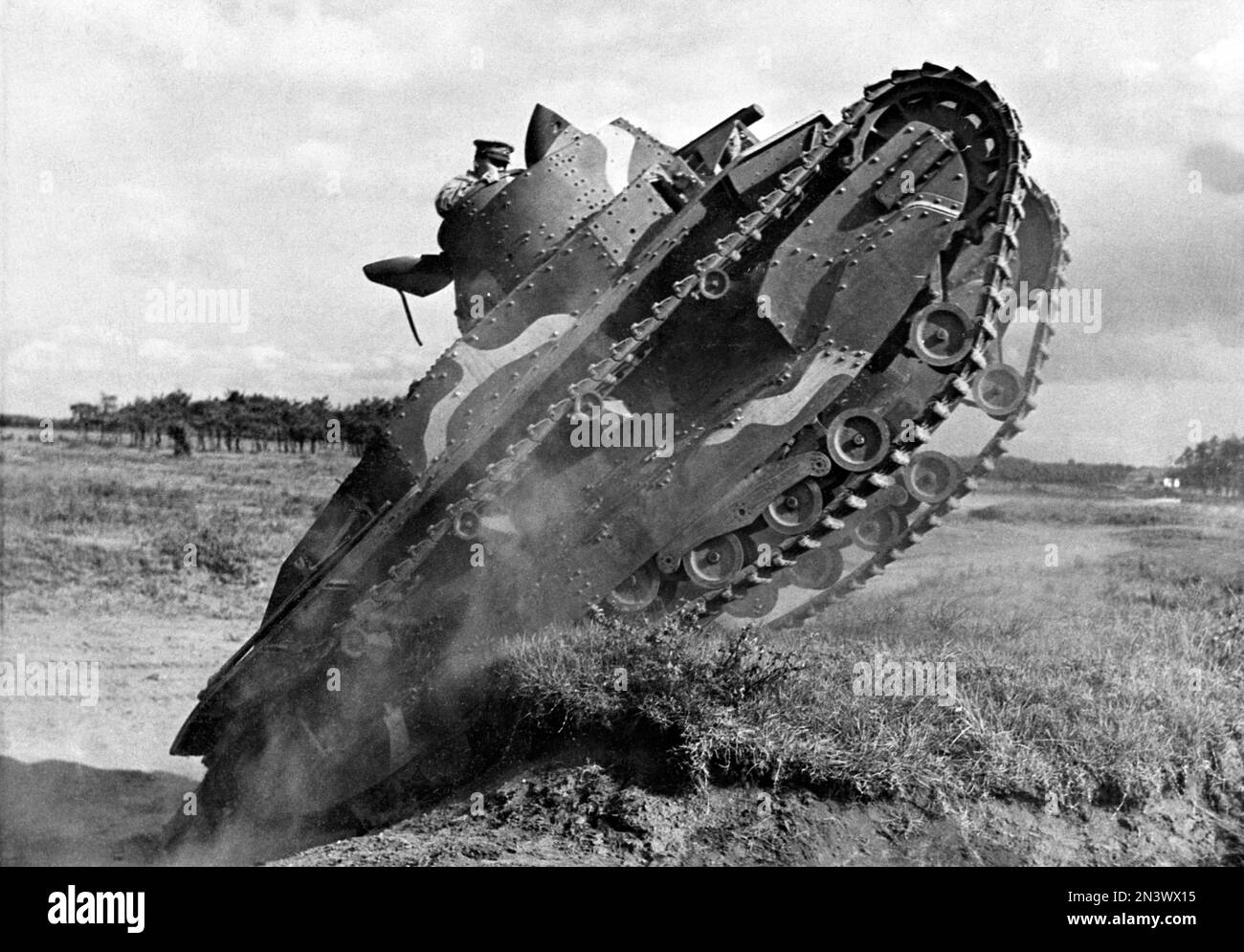 A Japanese tank during manoeuvres on the drill ground in Narashino ...
