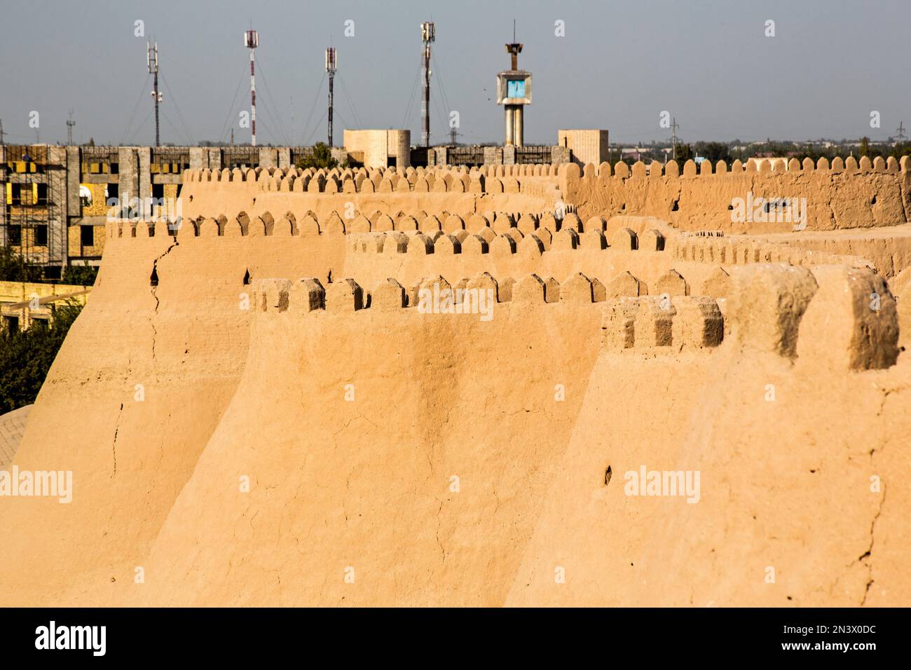 City wall made of clay, Khiva, Uzbekistan, Khiva, Uzbekistan Stock ...