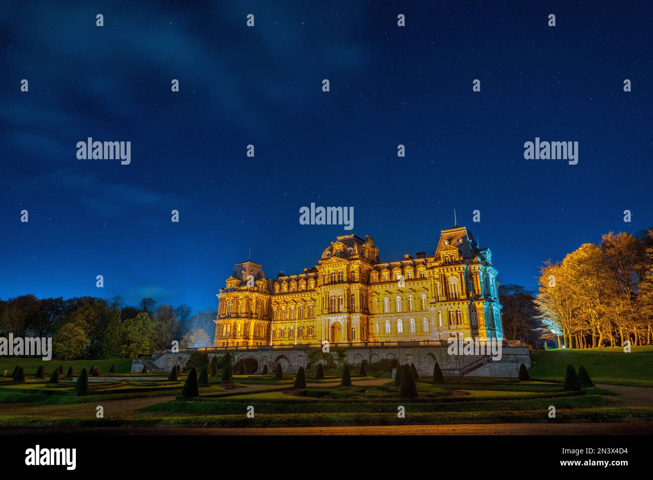 The Bowes Museum at night, Barnard Castle, England Stock Photo - Alamy