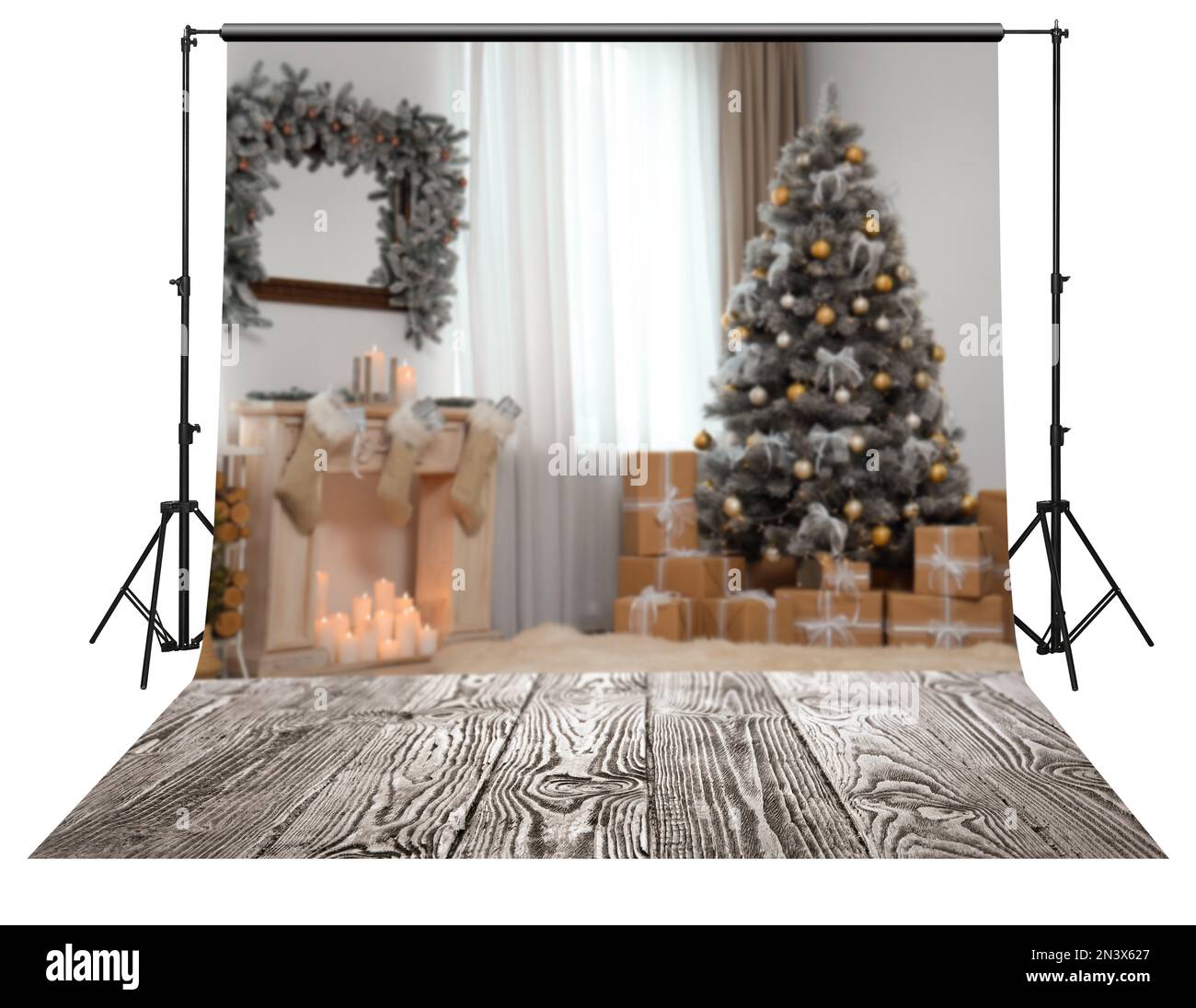 Professional studio background for Christmas photo session isolated on ...