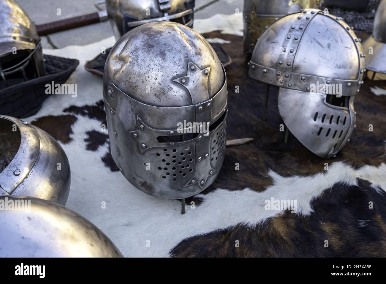 Detail of old tools of war, inquisition, Templars Stock Photo - Alamy