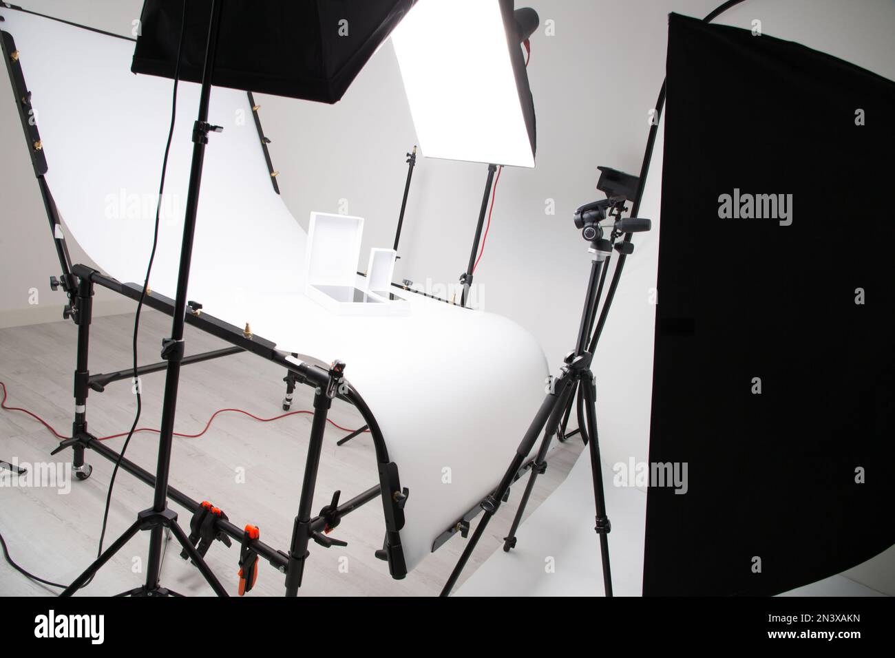 Lighting setup in studio for commercial works such as photo object ...