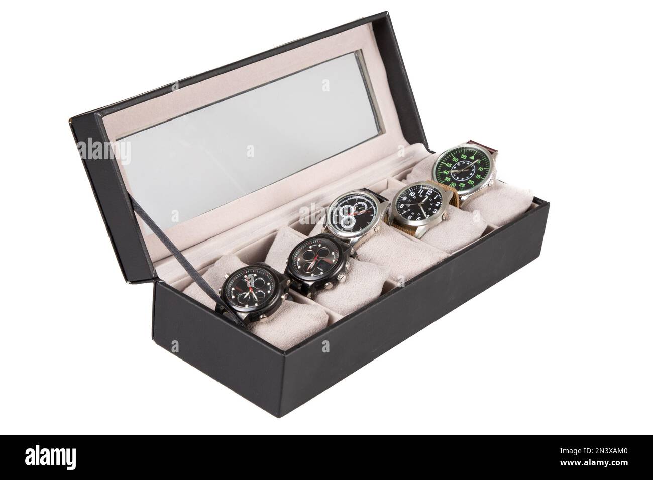luxury man clock in gift box with luxury watch against white background ...