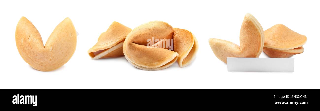 Set of fortune cookies on white background. Banner design Stock Photo ...