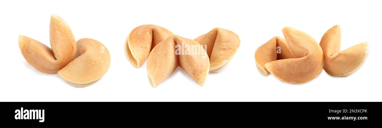 Set of fortune cookies on white background. Banner design Stock Photo ...