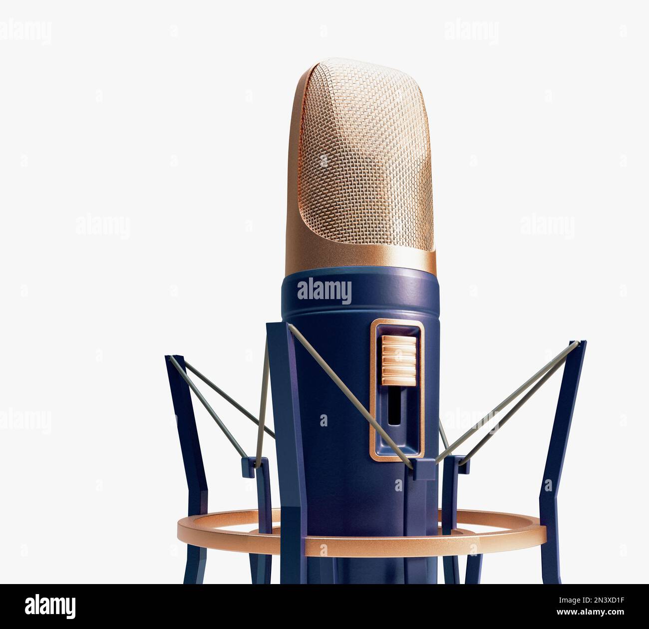 A professional purple and rose gold condenser microphone assempled with ...