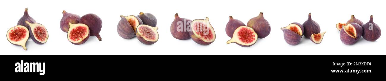 Set of tasty figs on white background. Banner design Stock Photo - Alamy