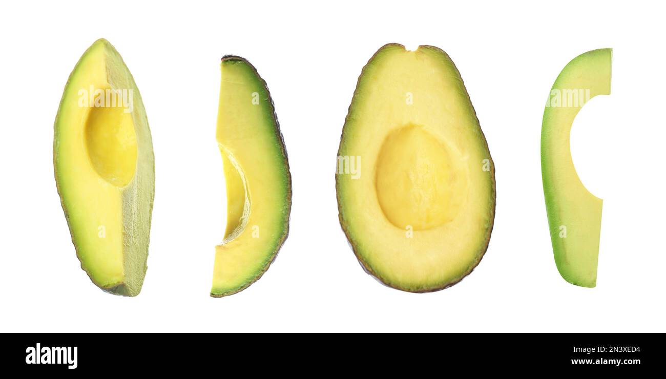 Set of ripe avocados on white background. Banner design Stock Photo - Alamy
