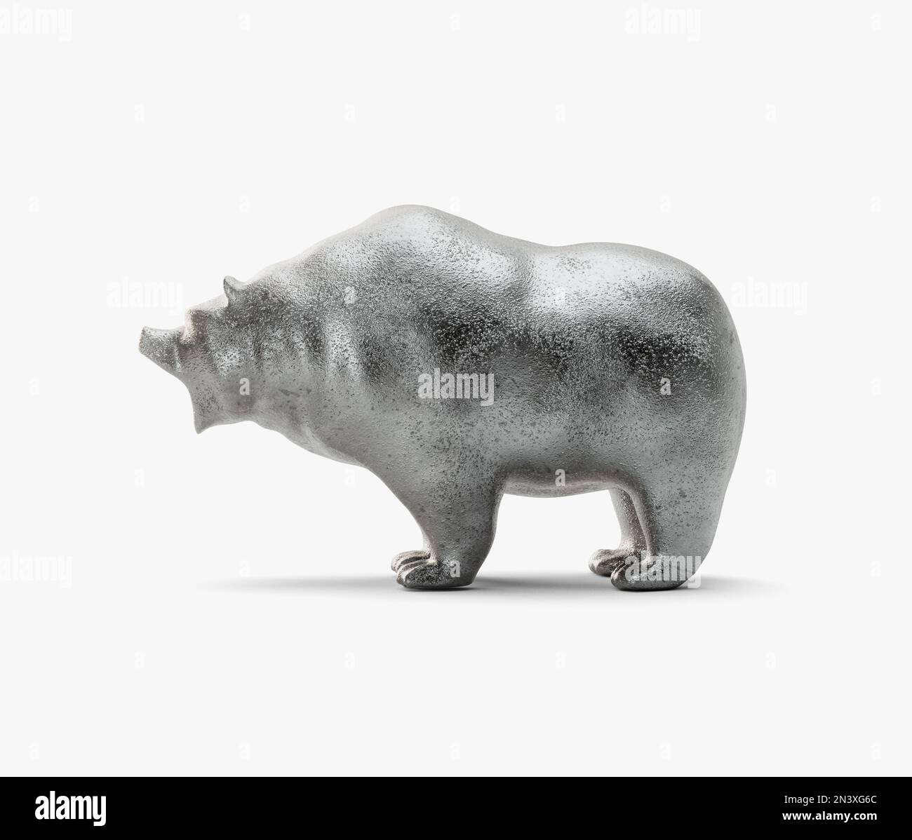 A token statuette depicting a silver bear on an isolated dark ...
