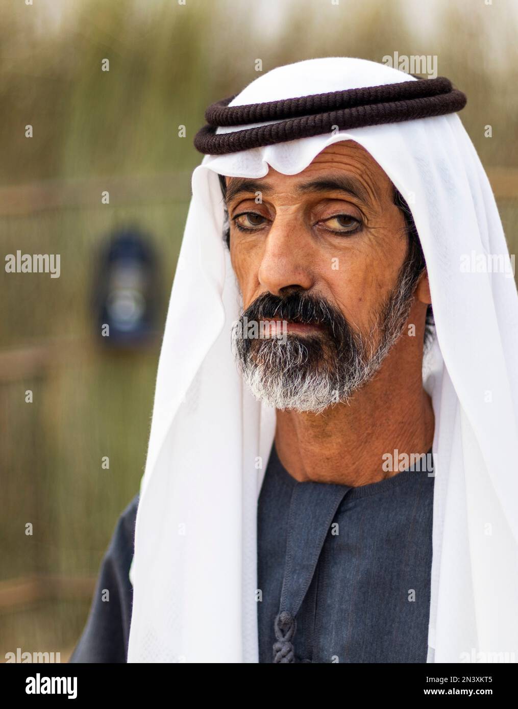 Dubai, UAE - 12.10.2022 - Portrait of a Arab man shot during Al Marmoom ...