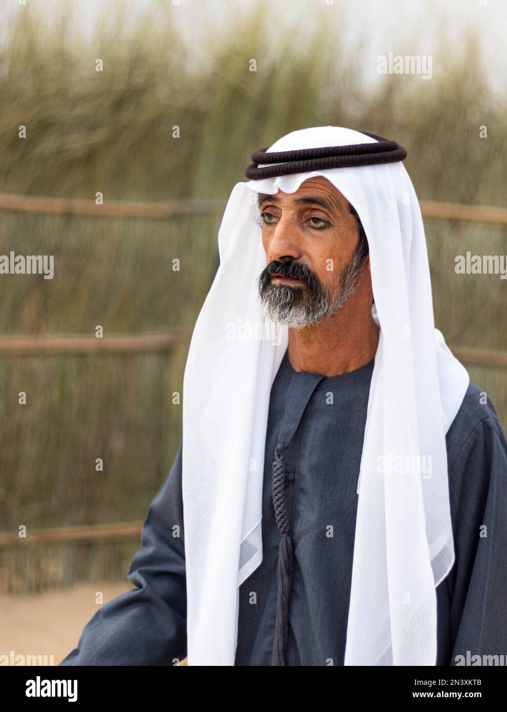 Dubai, UAE - 12.10.2022 - Portrait of a Arab man shot during Al Marmoom ...