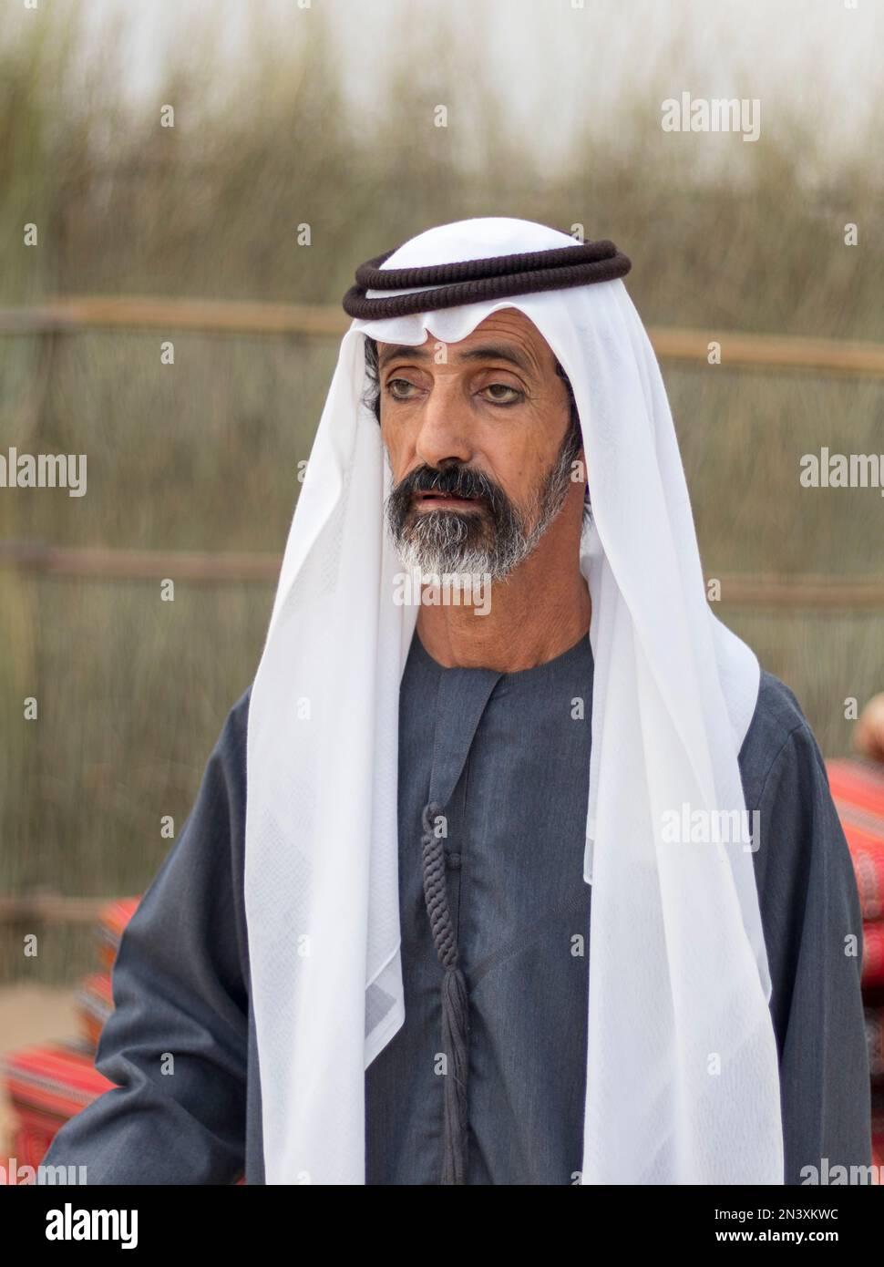Dubai, UAE - 12.10.2022 - Portrait of a Arab man shot during Al Marmoom ...