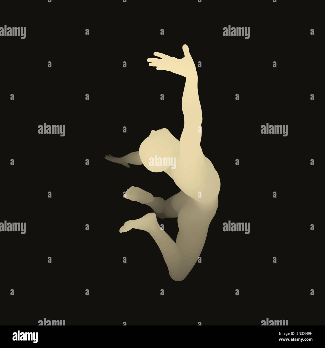 Jumping Man. Gymnast. 3D human body model. Gymnastics activities for ...