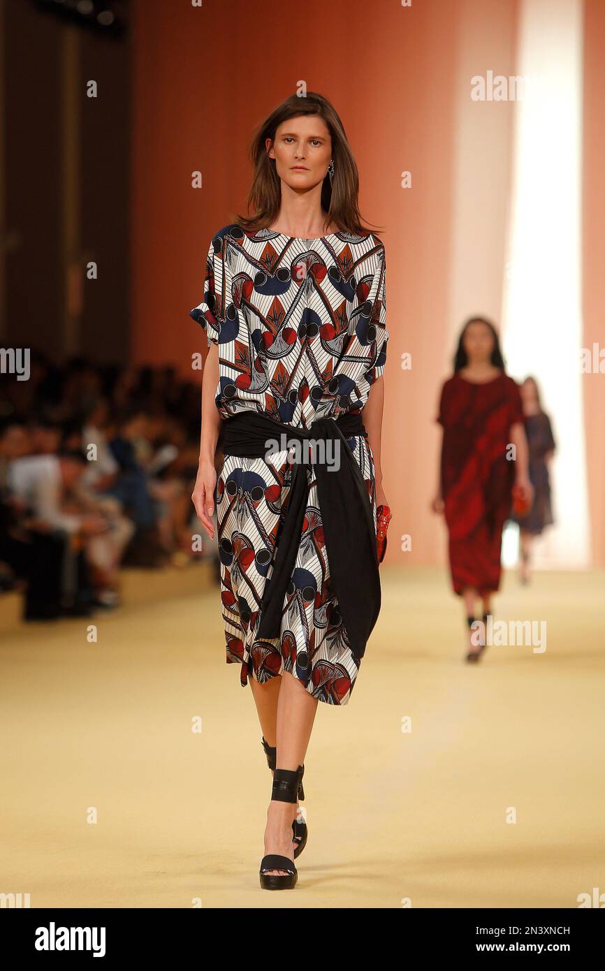 A model wears a creation as part of Hermes' Spring/Summer 2015 ready-to ...