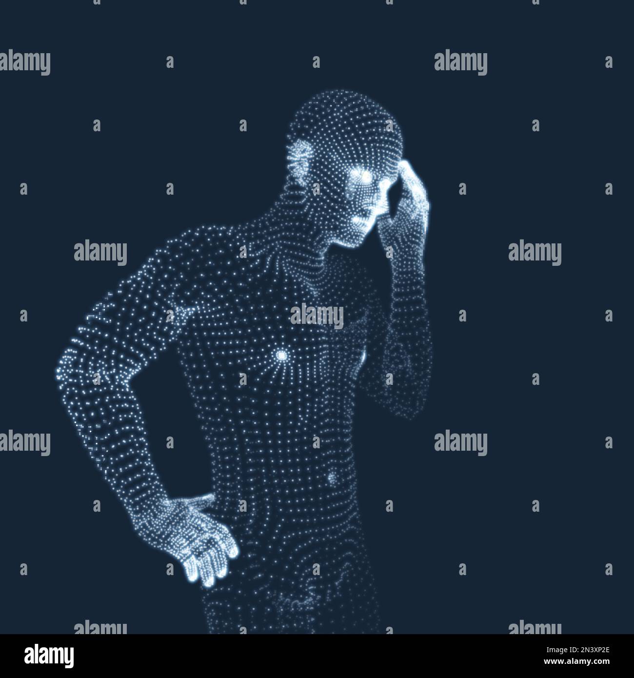 Man in a Thinker Pose. 3D Model of Man. Geometric Design. Business ...