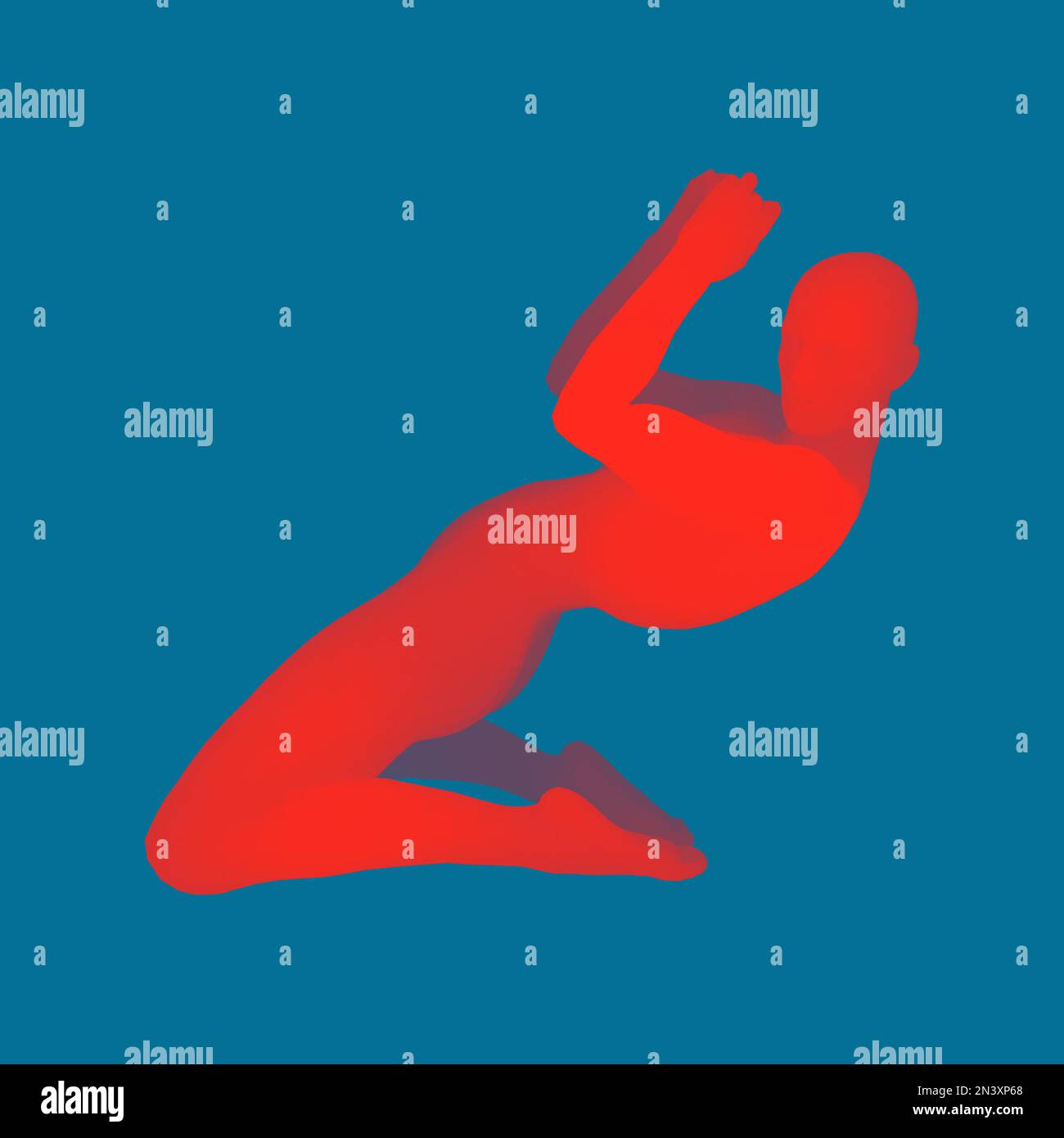 The dancer performs a dance on his knees. Silhouette of a Dancer. 3D ...