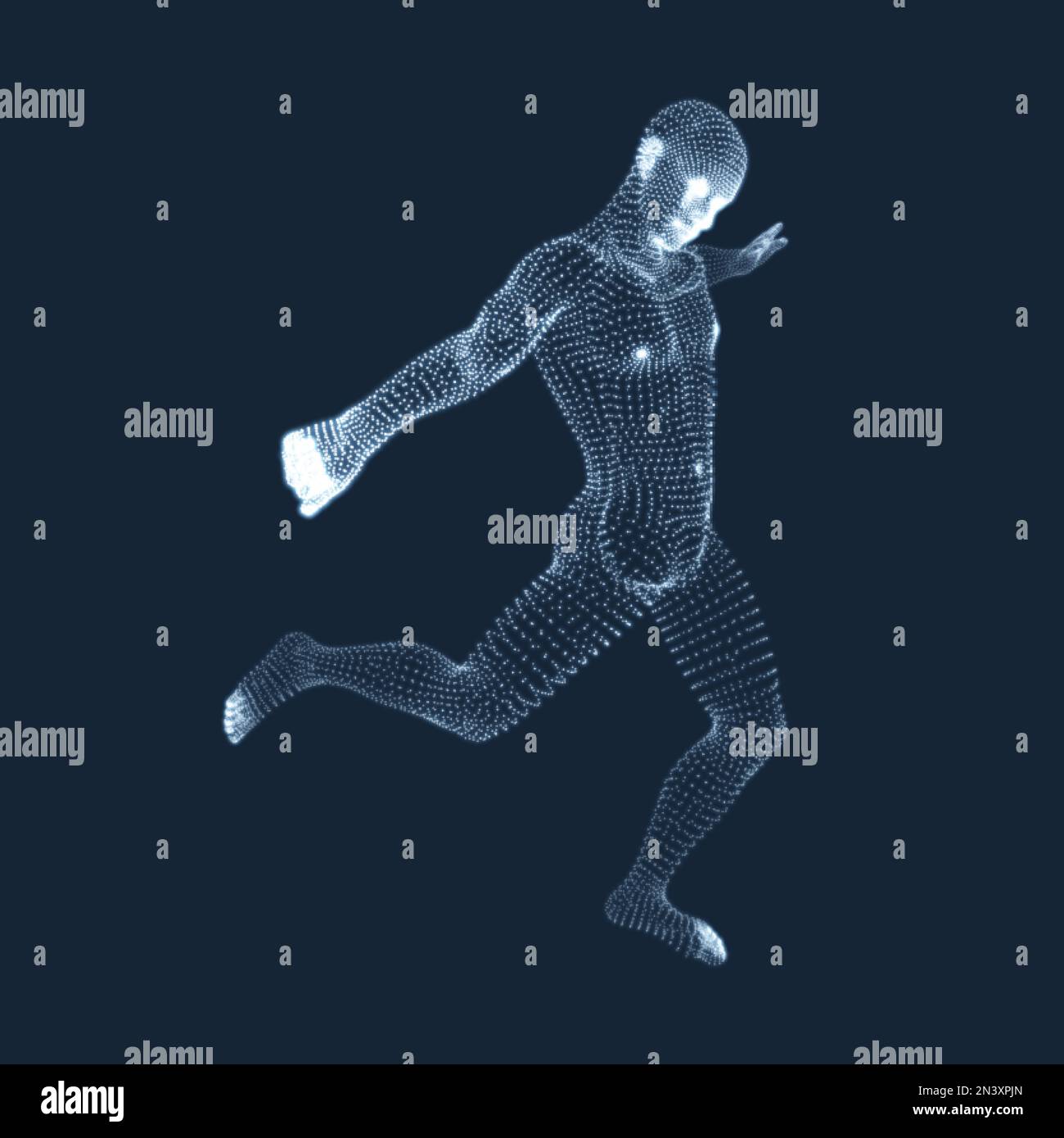 A football player from particle. Sports concept. 3D Model of Man. Human ...
