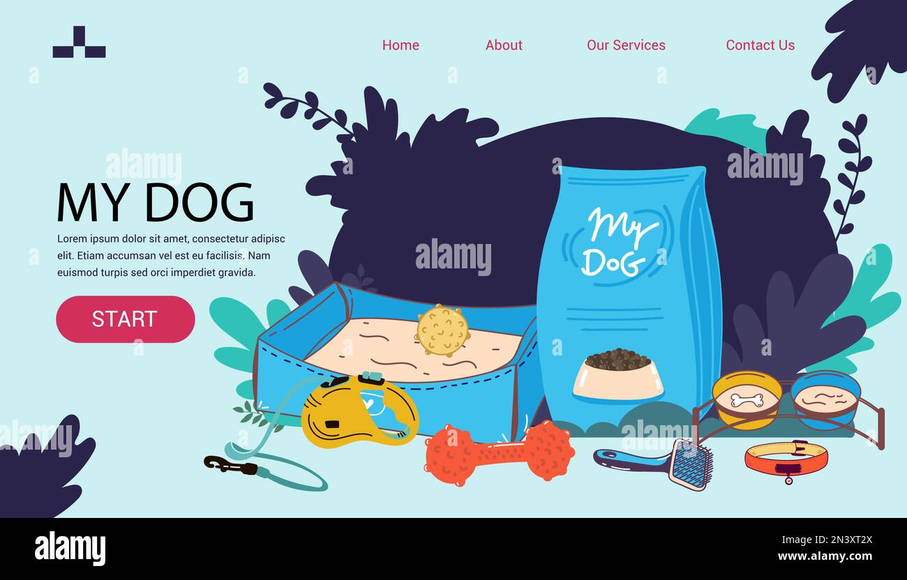 Dog food. Outline vector illustration isolated on white background for ...