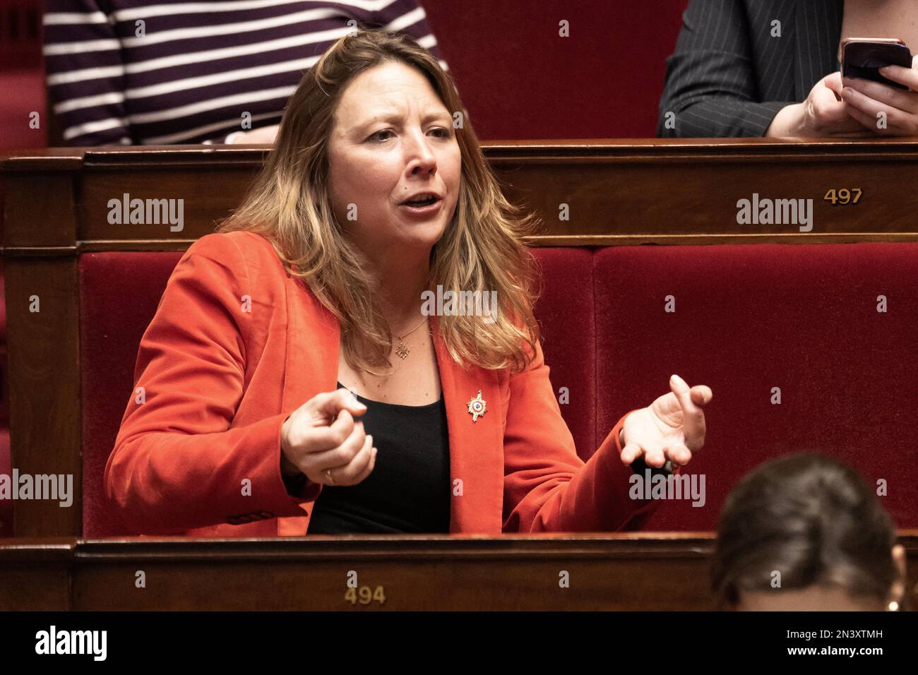 Deputy, Sandra Regol attends a session of Questions to the Government ...