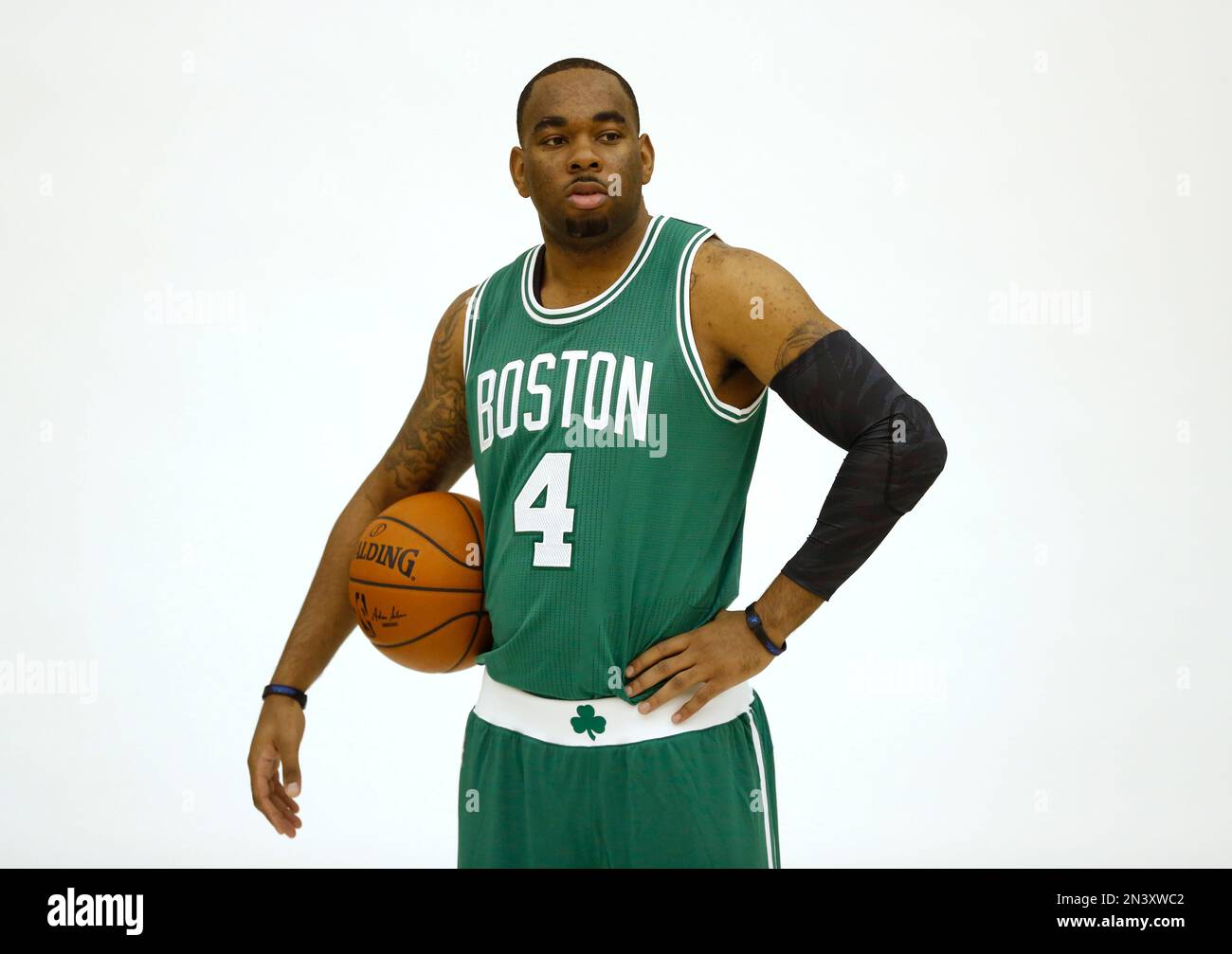 Boston Celtics guard Marcus Thornton poses for a camera during NBA team ...