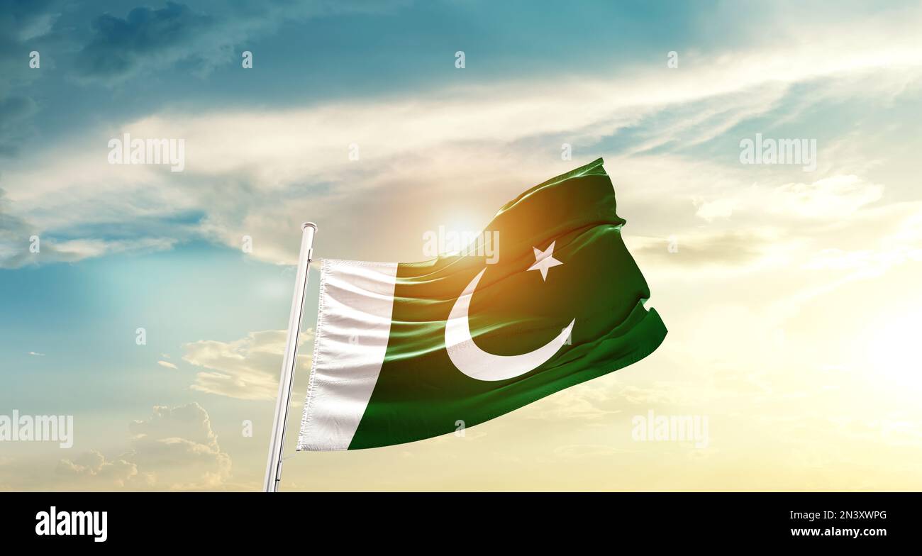 pakistan waving flag in beautiful sky Stock Photo - Alamy