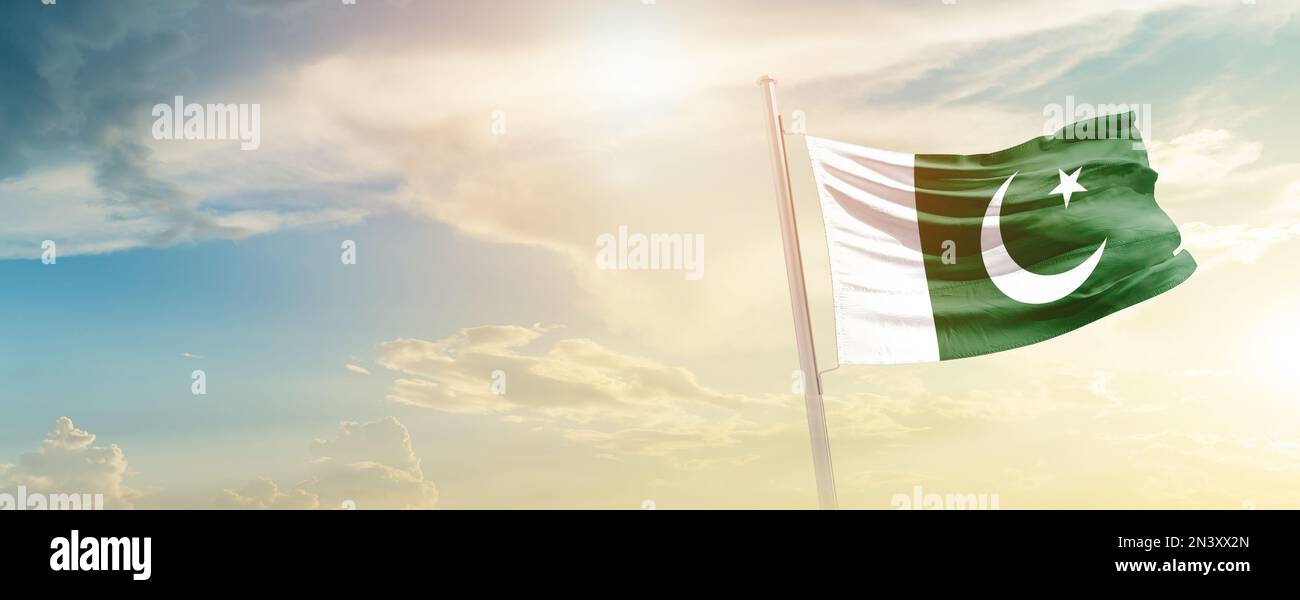 pakistan waving flag in beautiful sky Stock Photo - Alamy