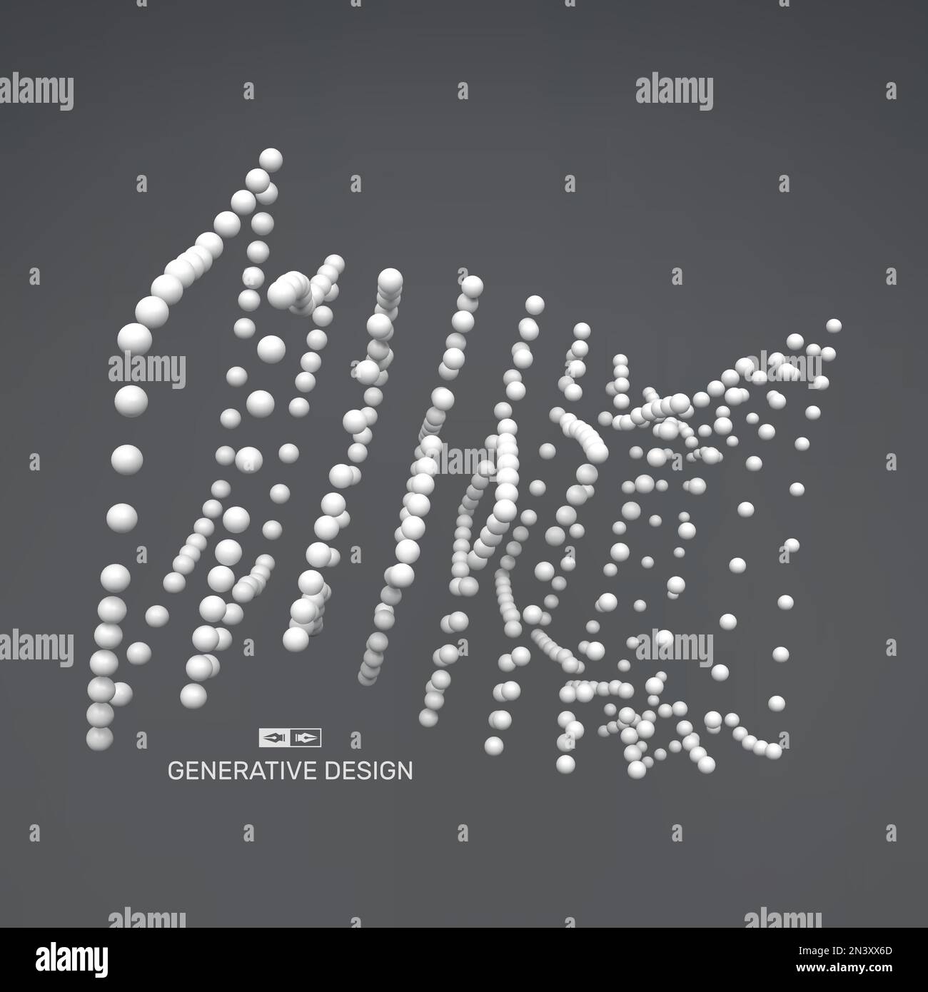 3D sphere composition. Many balls in empty space. Abstract background ...