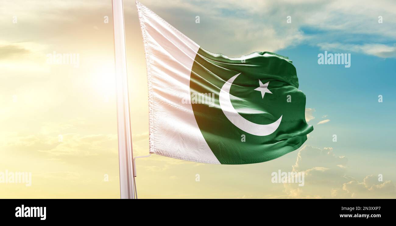 pakistan waving flag in beautiful sky Stock Photo - Alamy