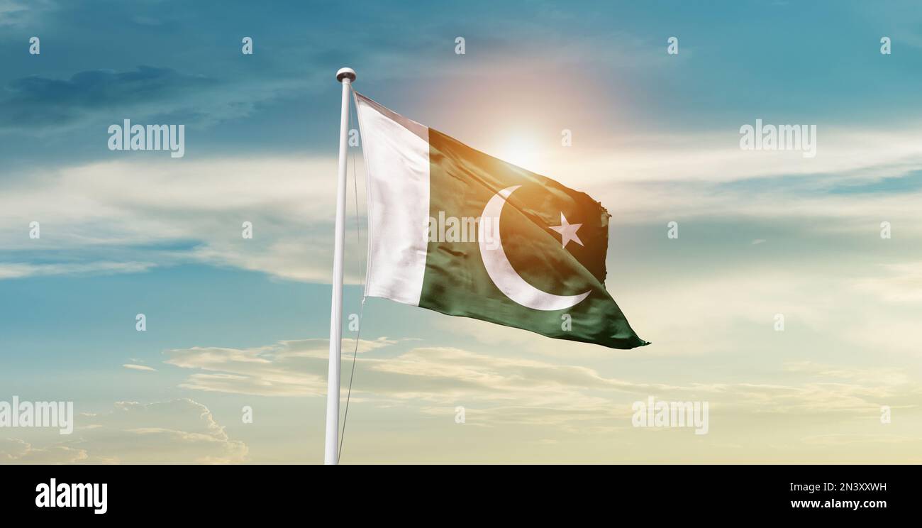 pakistan waving flag in beautiful sky Stock Photo - Alamy