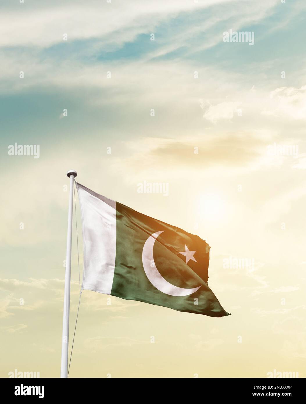 pakistan waving flag in beautiful sky Stock Photo - Alamy