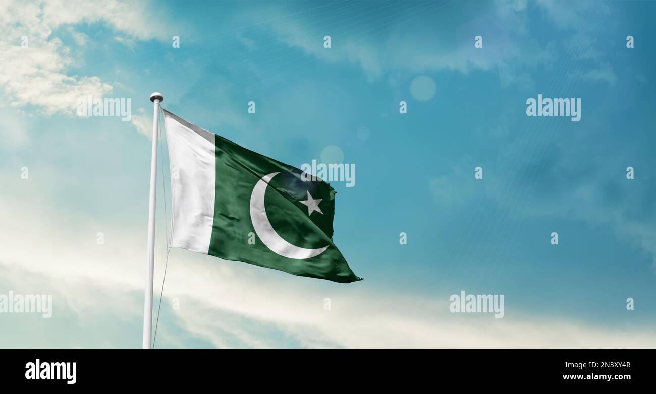 pakistan waving flag in beautiful sky Stock Photo - Alamy