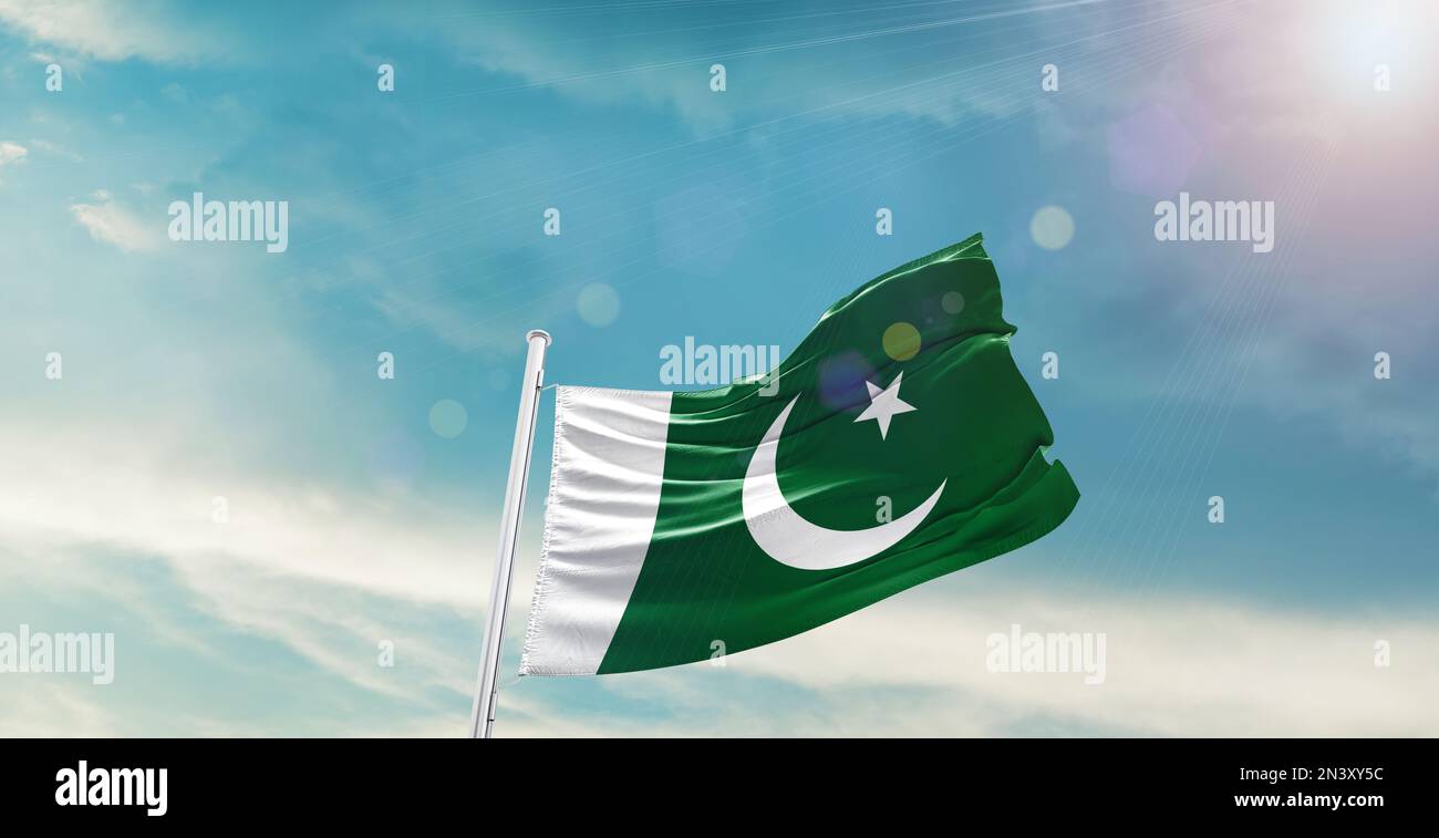 pakistan waving flag in beautiful sky Stock Photo - Alamy