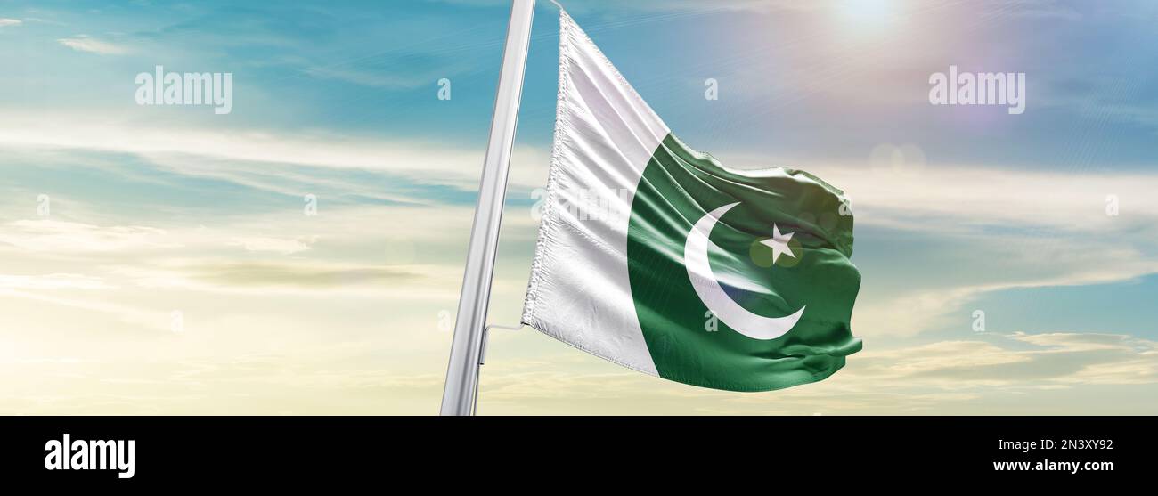 Beautiful pakistan flag waving in hi-res stock photography and images ...