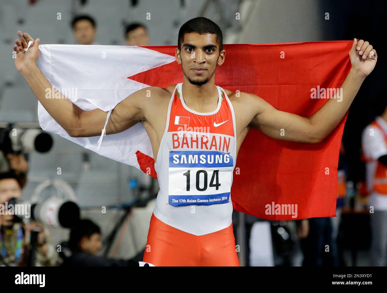 Bahrain's Ali Khamis Abbas Ali Khamis celebrates after winning the men ...