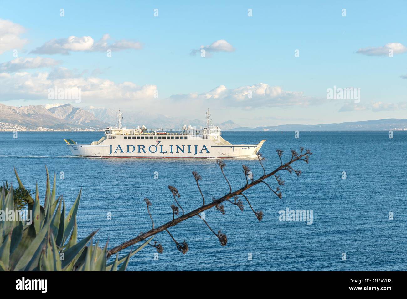 Jadrolinija ferry on the Adriatic sea in Split. Sunset in Croatia Stock Photo - Alamy