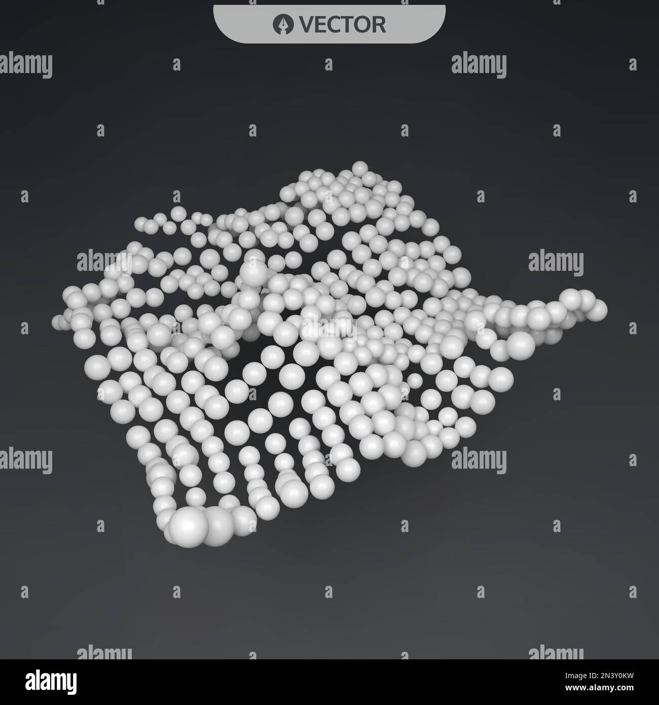 3D sphere composition. Many balls in empty space. Abstract background ...