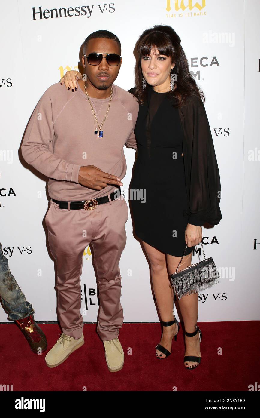 Rapper Nas and Faith Newman attend the premiere of "Nas: Time Is ...