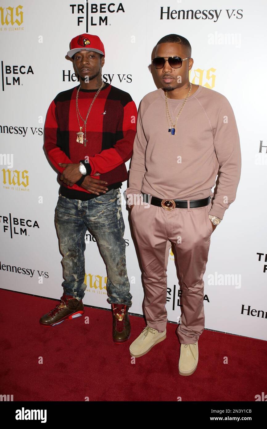 Rapper Nas, right, and his brother Jabari Jones attend the premiere of ...