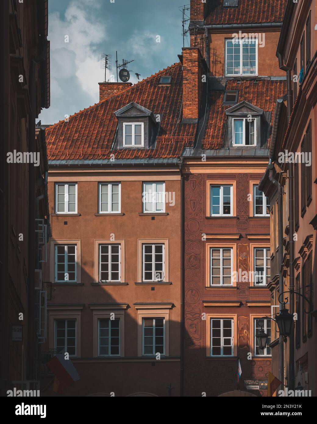 The old traditional stone buildings in the Old Town Market Square at ...