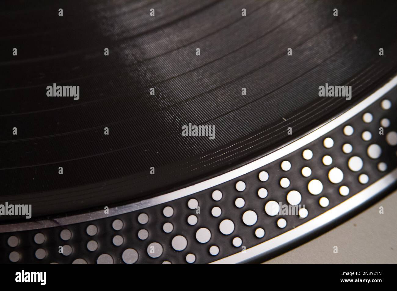 A Partial view of a record on a turntable, grayscale shot Stock Photo ...